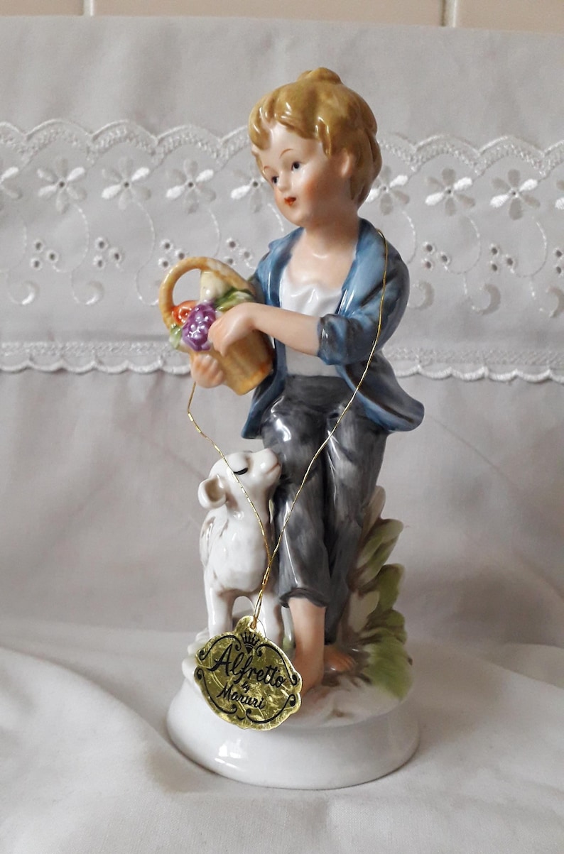 Vintage Boy With Lamb Figurine - Made by ALFRETTO by MARURI Complete ...