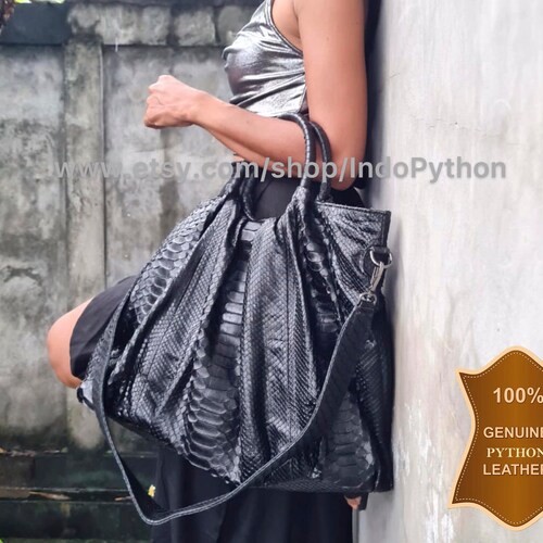 Black Hobo Python Snakeskin Bag Genuine Leather Gray Handbag - Etsy