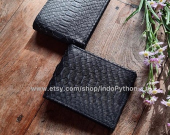 Men's Genuine Black Python Leather Wallet | Bi Fold Wallet | Snakeskin ...