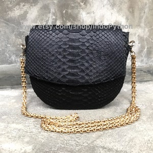 Black Bag black Python Bag black Leather Bag black Purse black Handbag ...