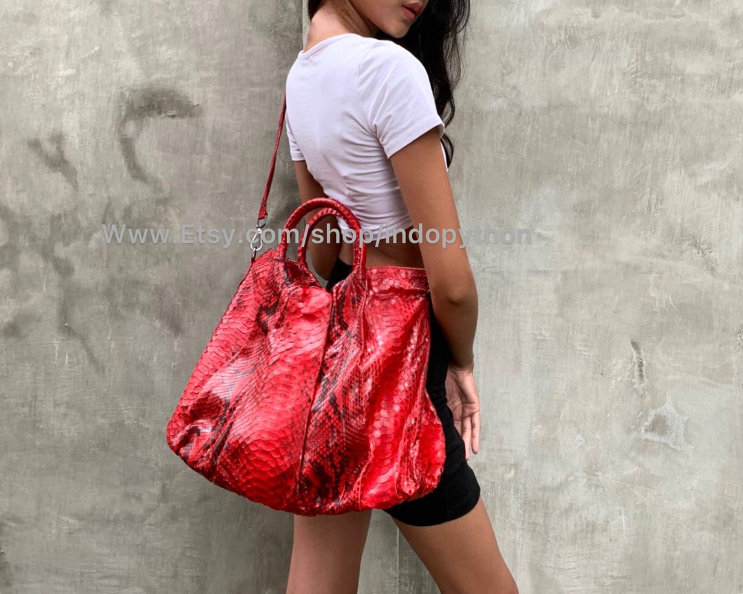 Red Bag Python Bag Red Python Bag Snakeskin Bag Snakeskin Purse ...