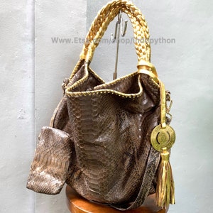 Brown Python Bag Hobo Bag Python Bag Python Purse Snakeskin Bag Gift ...
