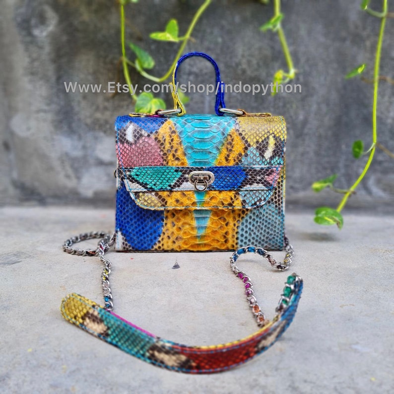Python Bag Rainbow Bag Snakeskin Purse Gift for Her Python - Etsy