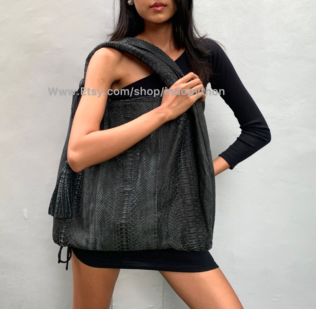 Black Python Bag Snakeskin Bag Black Bag Hobo Bag Gift for Her ...