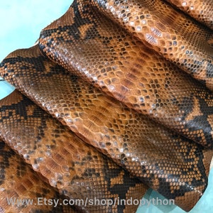 Genuine Python Leather, Natural Python Leather, Hide Snake Skin, Brown Snake Skin, Real Python ...