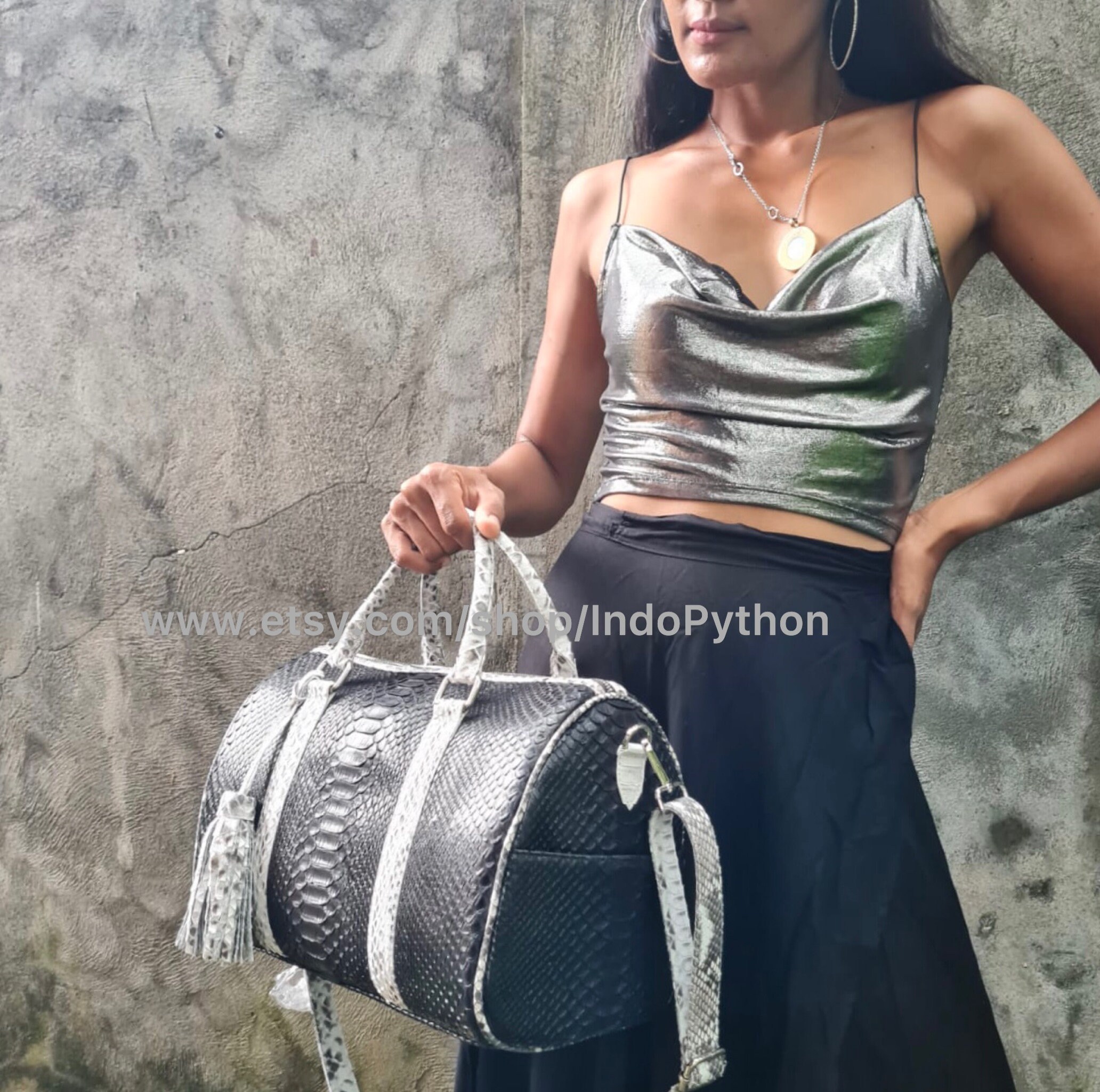 Python Bag Snakeskin Bag Genuine Leather Bag Black Bag | Etsy