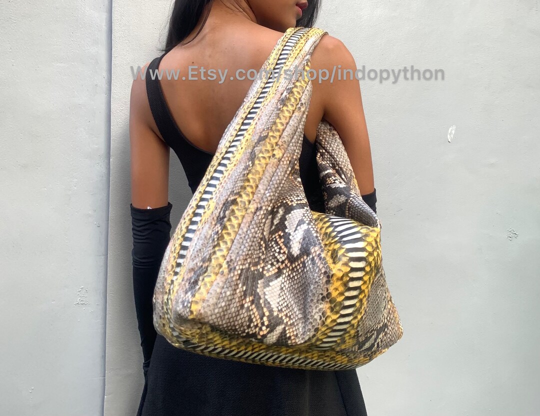 Python Bag Gray Hobo Bag Snakeskin Bag Hobo Bag Big Bag Oversized Bag #python Purse #pumpkin Bag ...