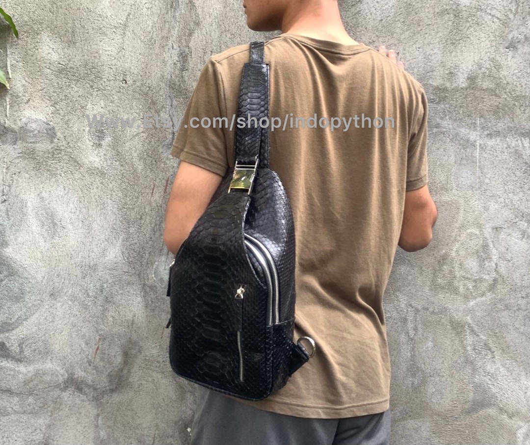 Sling Python Bag, Black Python Bag, Men’s Bag, Bag for Man, Bag for Him ...