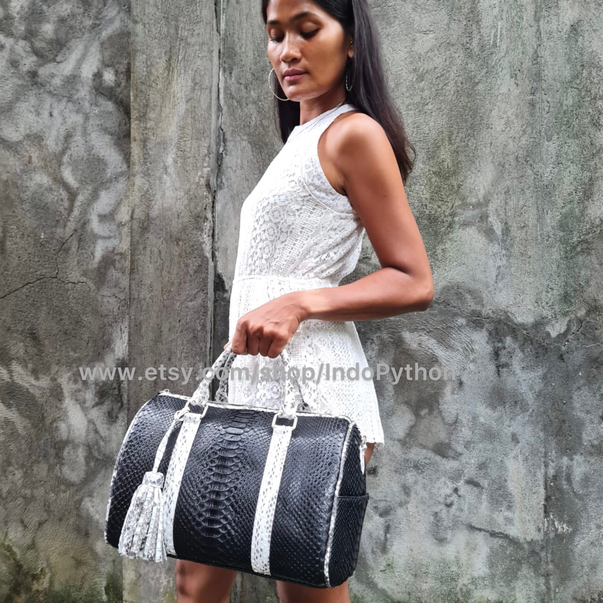 Python Bag Snakeskin Bag Genuine Leather Bag Black Bag | Etsy