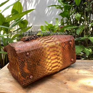 Brown and Gold Bag python Bag snakeskin Bag leather Bag gift for Her ...