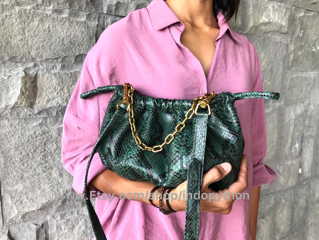 Green Python Bag #green Bag #green Snakeskin Purse #snakeskin Bag # ...