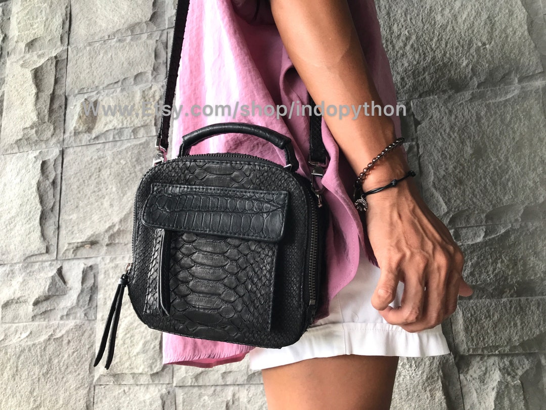 Python Bag snakeskin Purse black Bag gift for Her python Purse ...