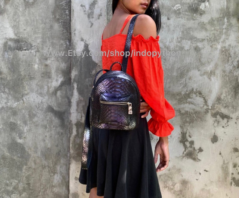 Python Backpack black Backpack women Backpack leather - Etsy