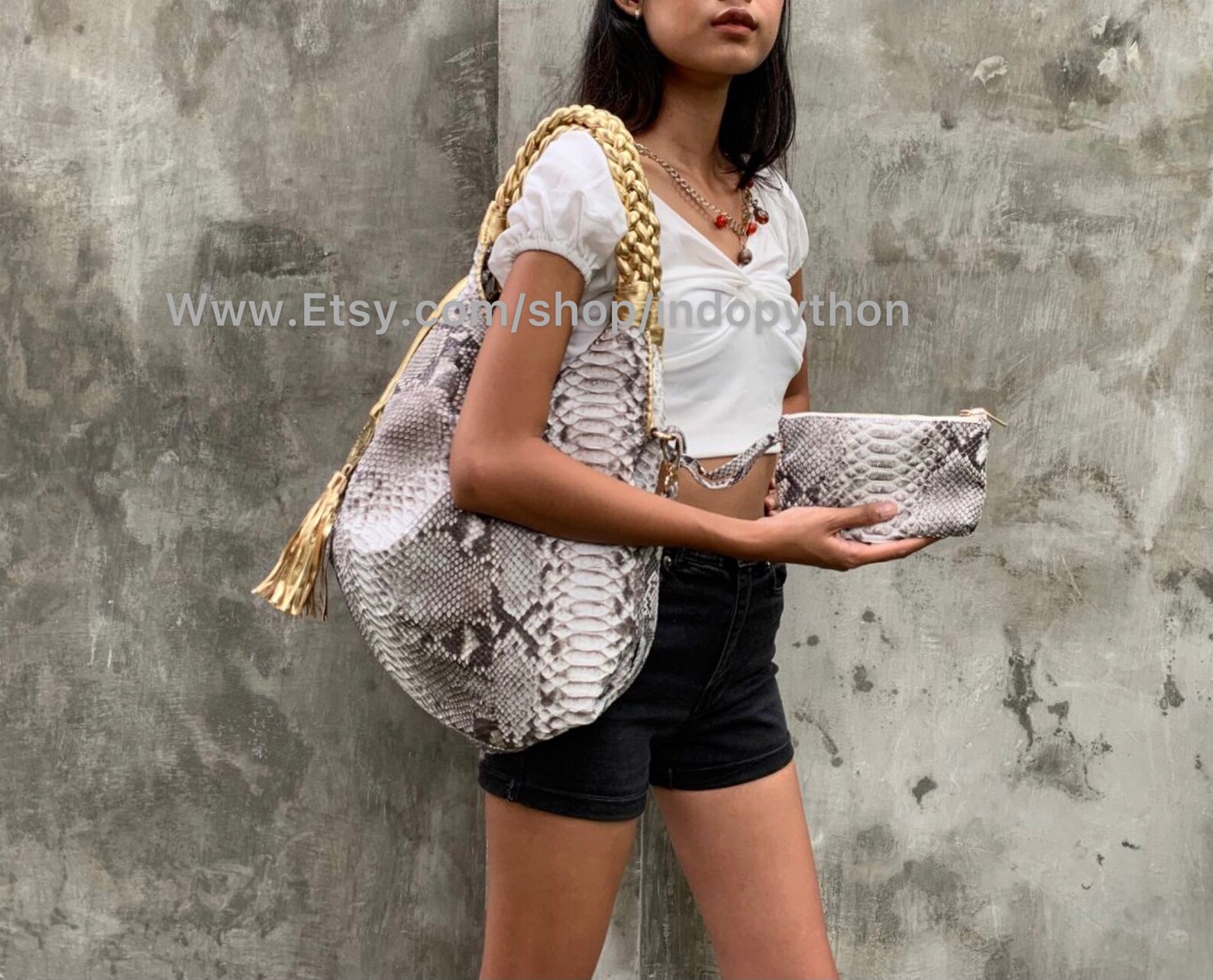 Python Bag Gold Bag Gray Bag Snakeskin Purse Gift for Her - Etsy