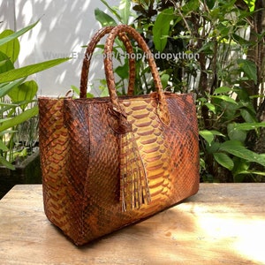 Brown and Gold Bag python Bag snakeskin Bag leather Bag gift for Her ...