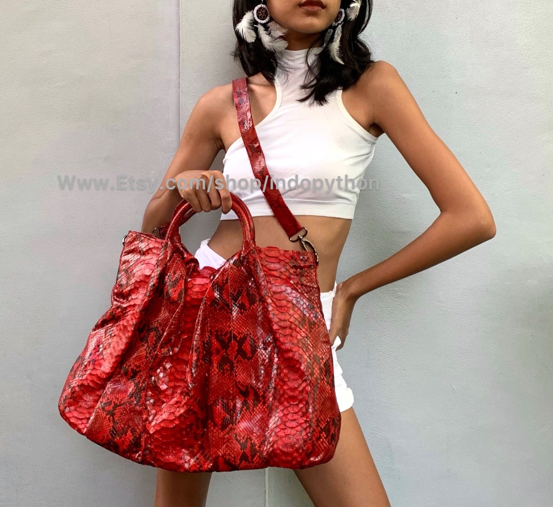 Red Python Bag Red Leather Bag Red Snakeskin Bag Red Snakeskin Purse ...