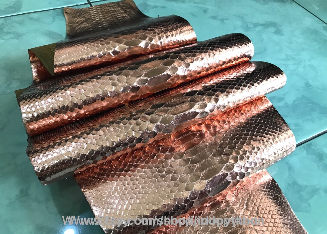 Genuine Python Leather, Gold Python Leather, Hide Snake Skin, Gold ...