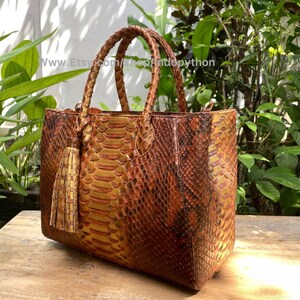 Brown and Gold Bag python Bag snakeskin Bag leather Bag gift for Her ...