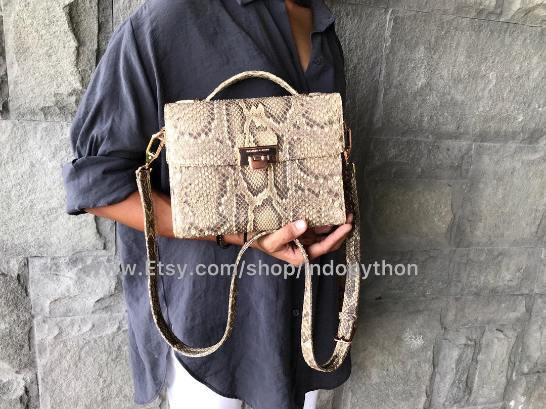 Python Bag beige Bag snakeskin Purse beige Purse snakeskin Bag ...