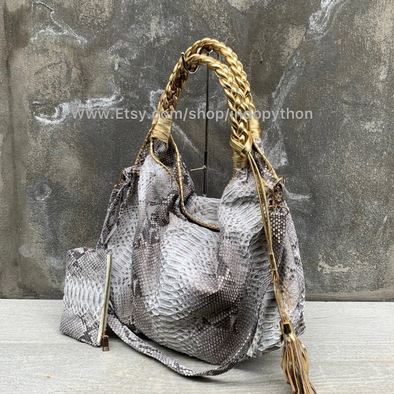 Python Bag Gold Bag Gray Bag Snakeskin Purse Gift for Her - Etsy