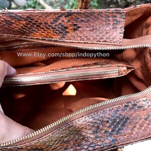 Brown and Gold Bag python Bag snakeskin Bag leather Bag gift for Her ...