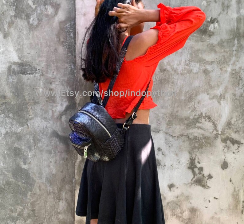 Python Backpack black Backpack women Backpack leather - Etsy