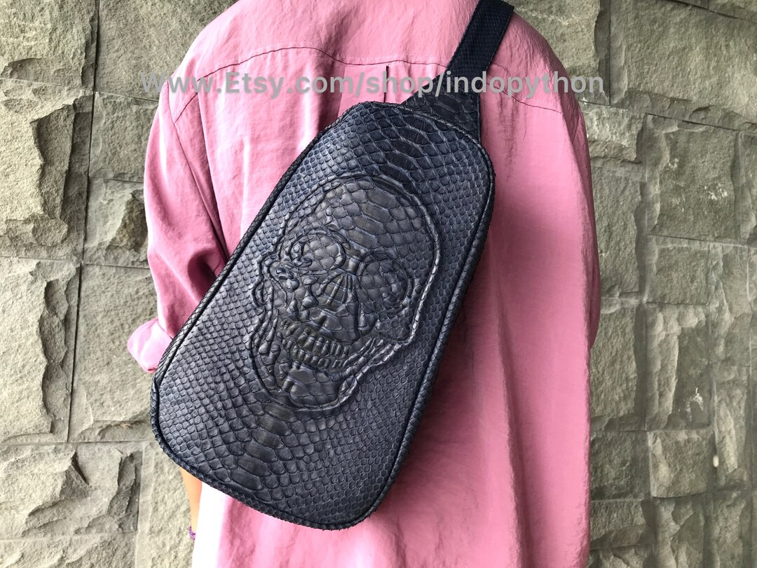 Python Bag #scull Bag #snakeskin Purse #unisex Bag #men Bag #man Bag # ...