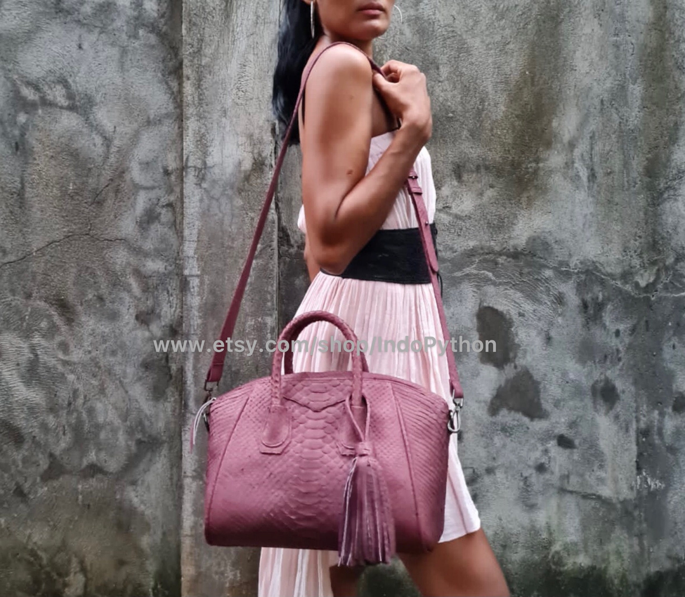 Python bag burgundy bag snakeskin bag burgundy pythoN bag | Etsy