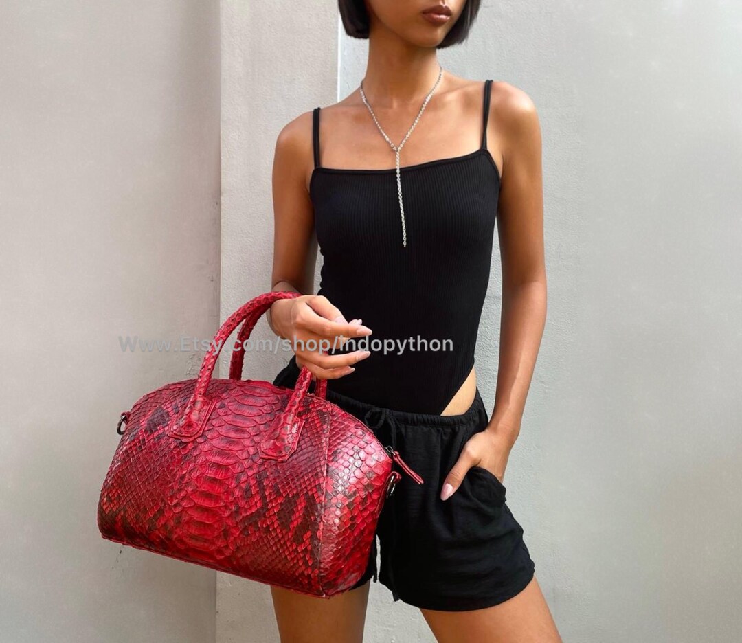 Red Python Bag Red Snakeskin Purse Red Snakeskin Bag Gift for Her Red ...
