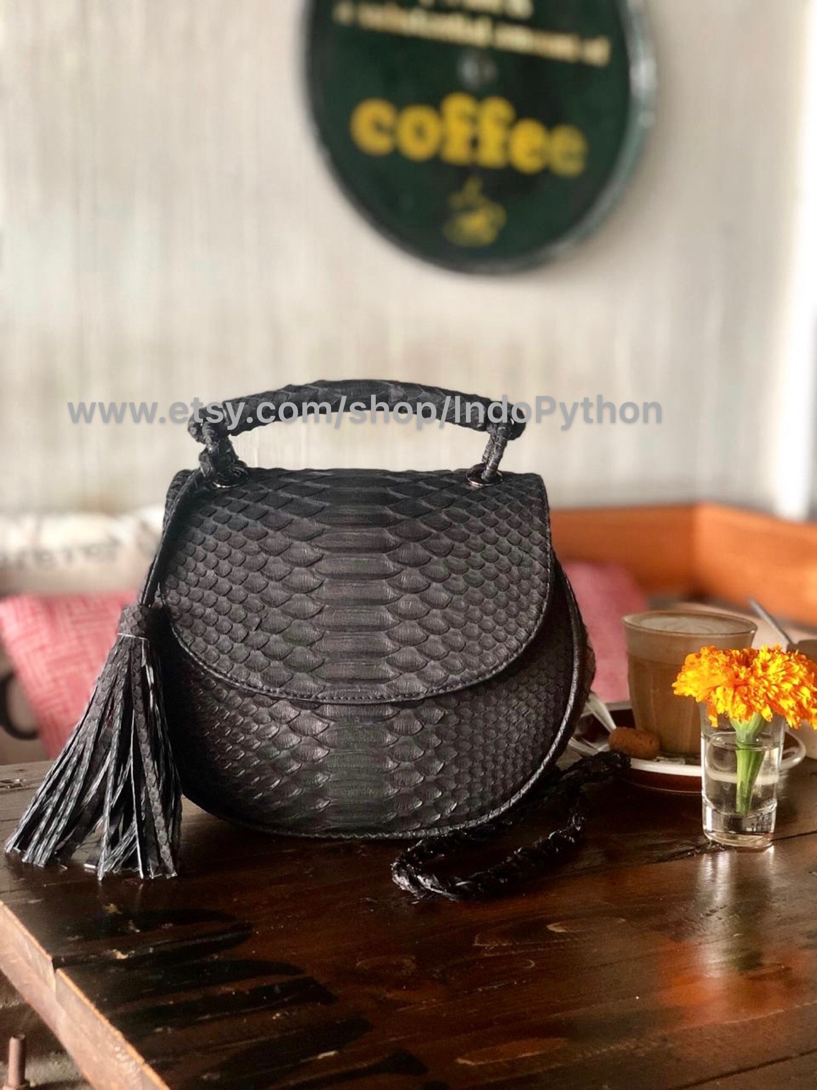 Black Python Bag Black Snakeskin Purse Python Purse Python - Etsy