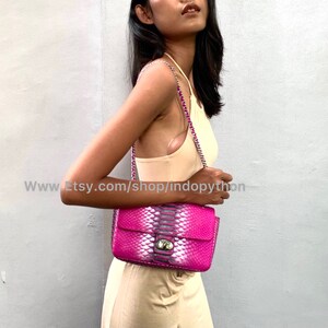 Fuchsia Python Bag #hot Pink Python Bag #snakeskin Purse #fuchsia Purse ...