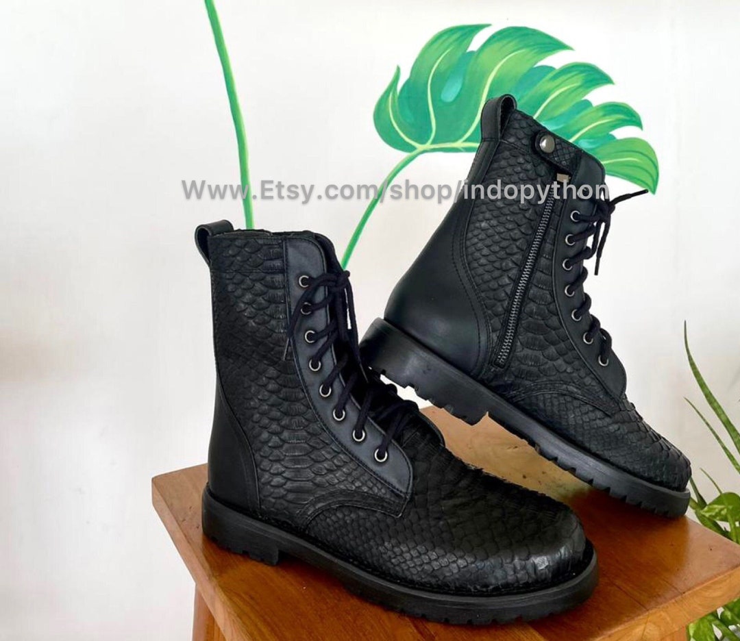 Python Shoes #black Shoes #black Boots #python Boots #unisex Boots #men ...