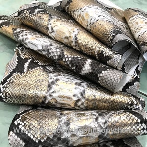 Genuine Python Leather, Natural Python Leather, Hide Snake Skin, Gray ...