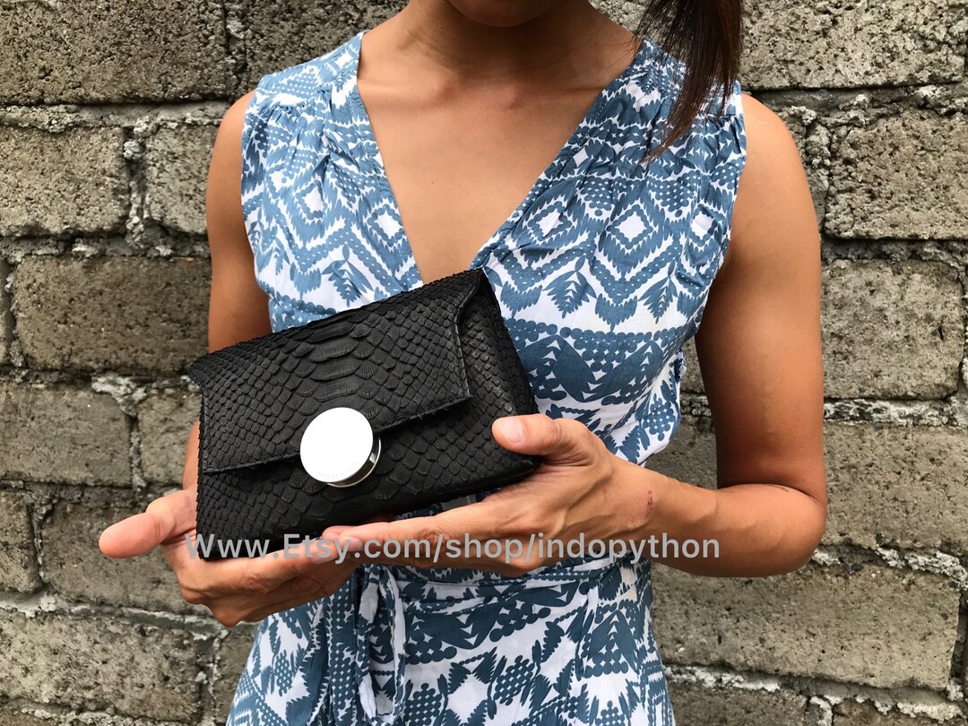 Black Python Bag, Python Bag, Black Leather Bag, Snakeskin Bag, Gift ...