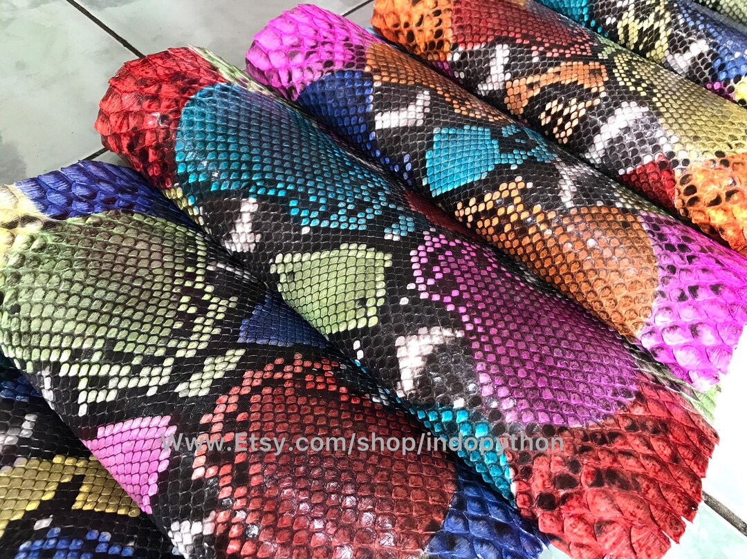 Genuine Python Leather, Natural Python Leather, Hide Snake Skin, Multicolor Snake Skin ...