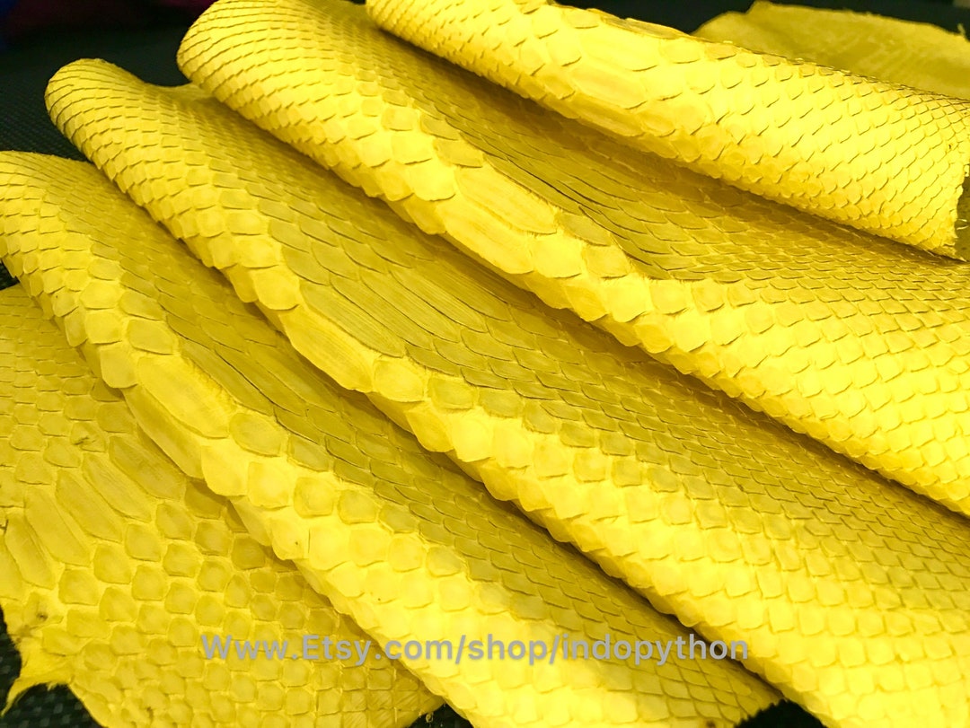 Genuine Python Leather, Natural Python Leather, Hide Snake Skin, Yellow ...