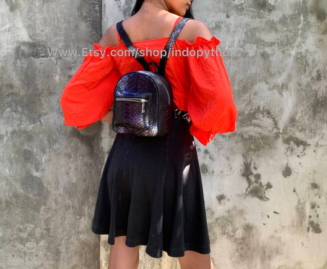 Python Backpack black Backpack women Backpack leather - Etsy