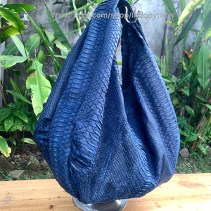 Navy Blue Python Bag Blue Hobo Bag Snakeskin Bag Hobo Bag Big Bag ...