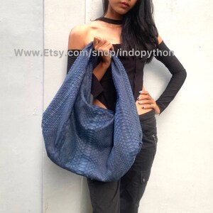 Navy Blue Python Bag Blue Hobo Bag Snakeskin Bag Hobo Bag Big Bag ...