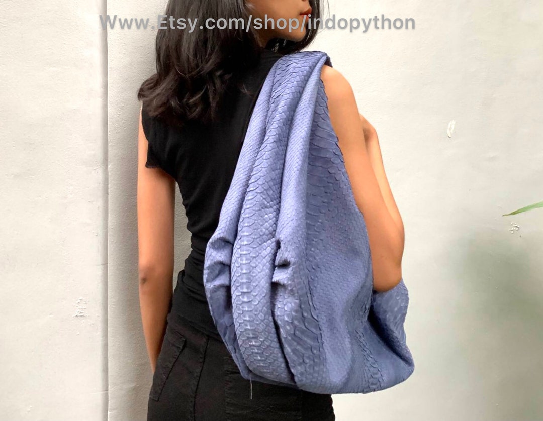 Python Bag blue Hobo Bag snakeskin Bag hobo Bag big Bag oversized Bag ...