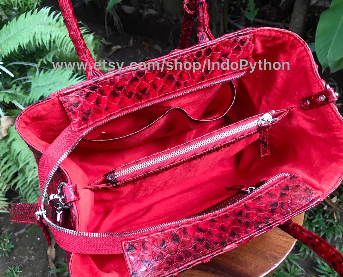 Red Python Bag Snakeskin Bag Genuine Leather Bag Red - Etsy