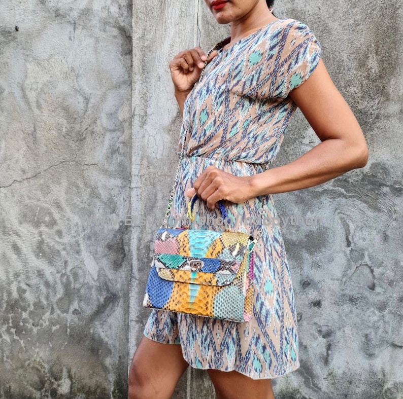 Python Bag Rainbow Bag Snakeskin Purse Gift for Her Python - Etsy