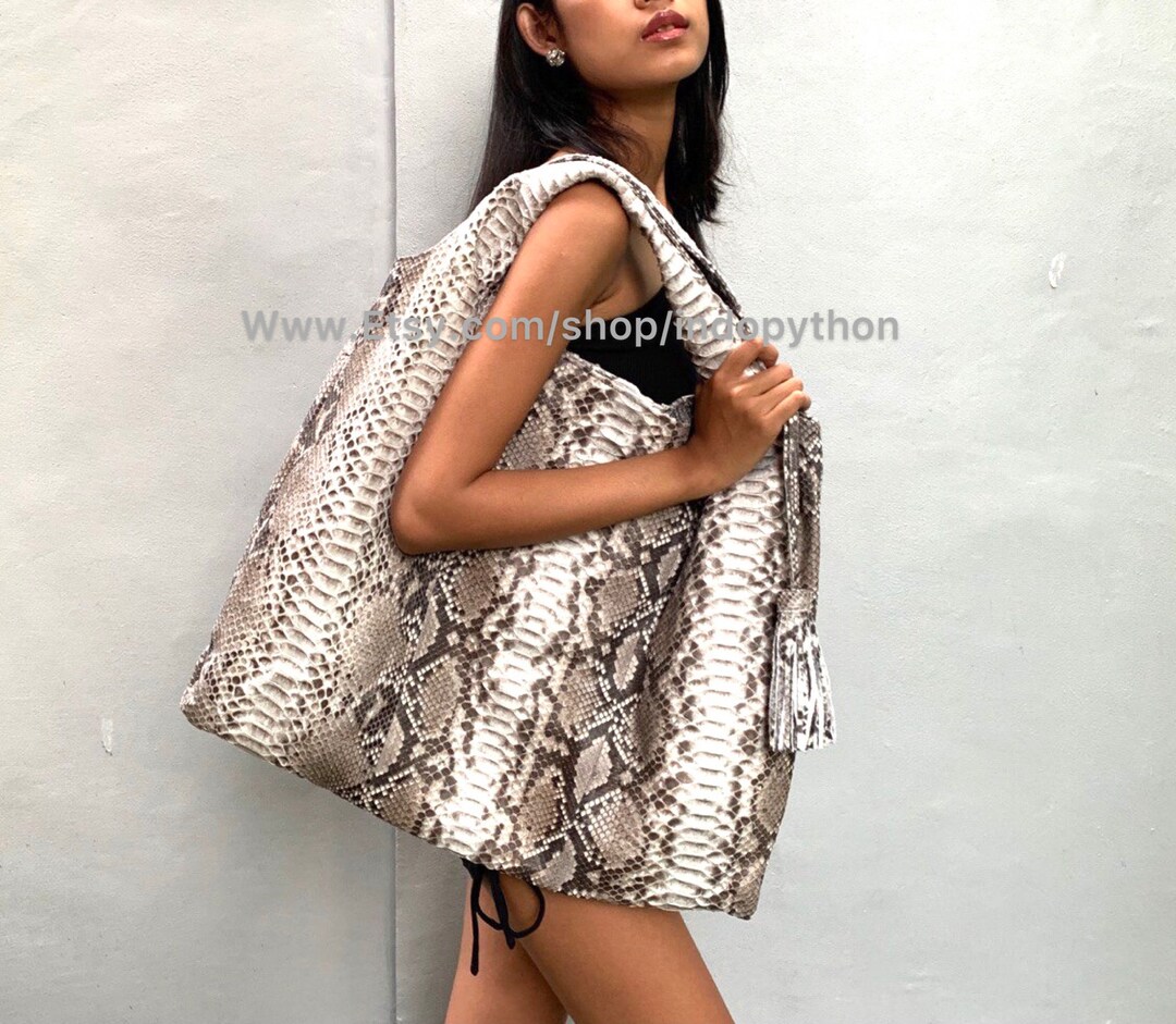 Black and White Python Bag Snakeskin Hobo Bag Gray Bag Hobo Bag Gift ...