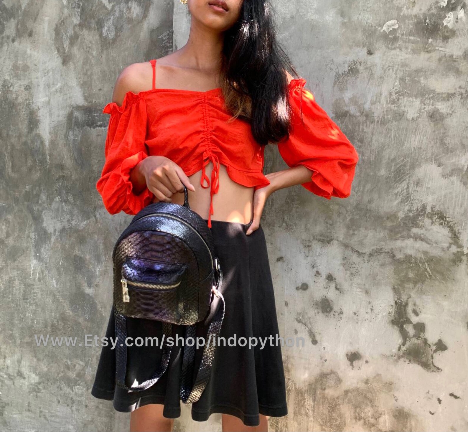 Python Backpack black Backpack women Backpack leather - Etsy