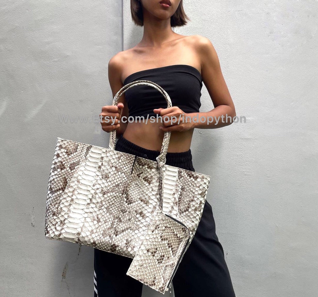 Black and White Python Bag, Snakeskin Purse, Shopper Bag, Big Bag, Oversized Bag, Python Purse ...