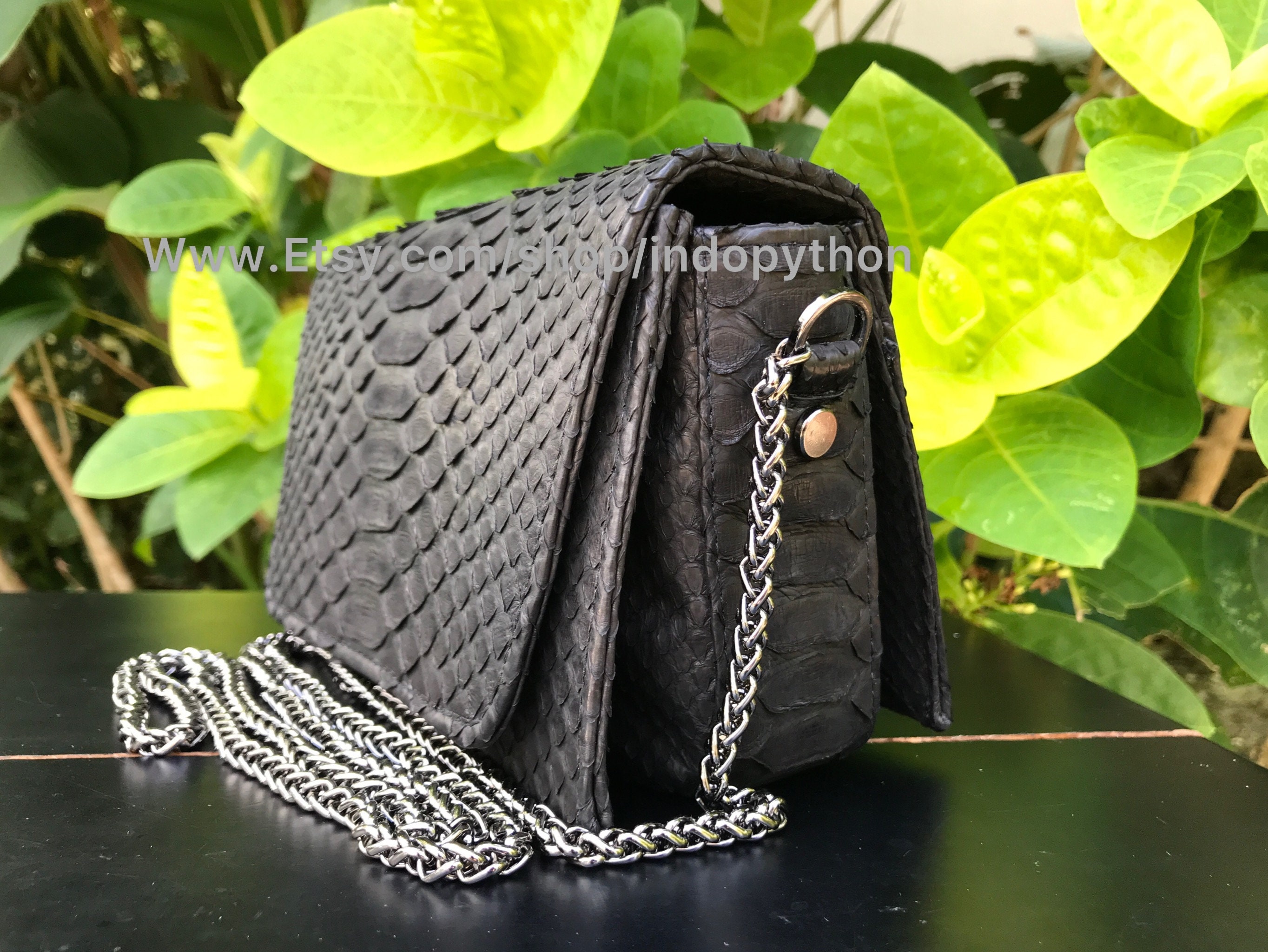 Black Python Bag Python Bag Black Leather Bag Snakeskin | Etsy