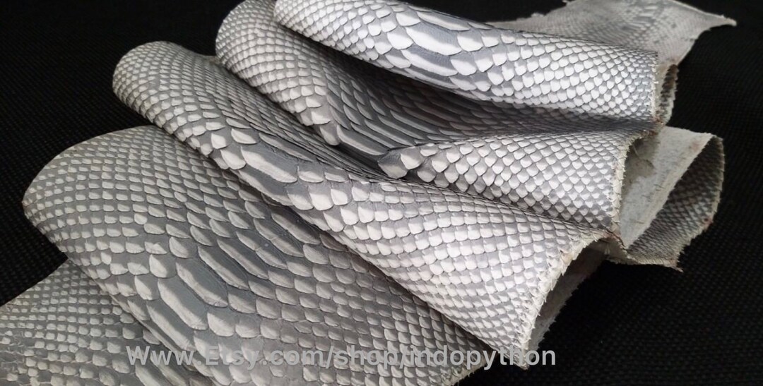 Genuine Python Leather, Natural Python Leather, Hide Snake Skin, Gray ...