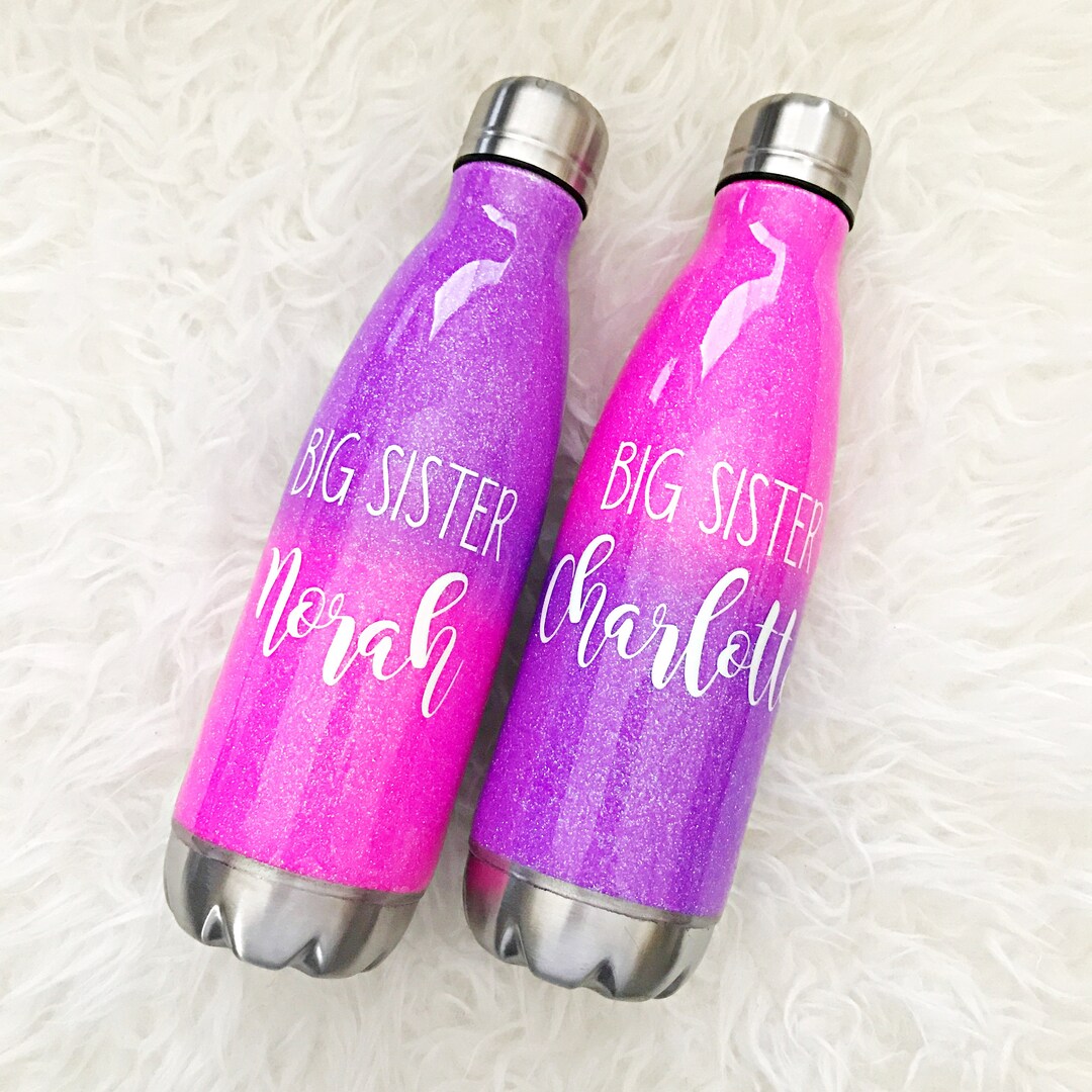 Big Sister Water Bottle Big Sister Tumbler Glitter Tumbler - Etsy