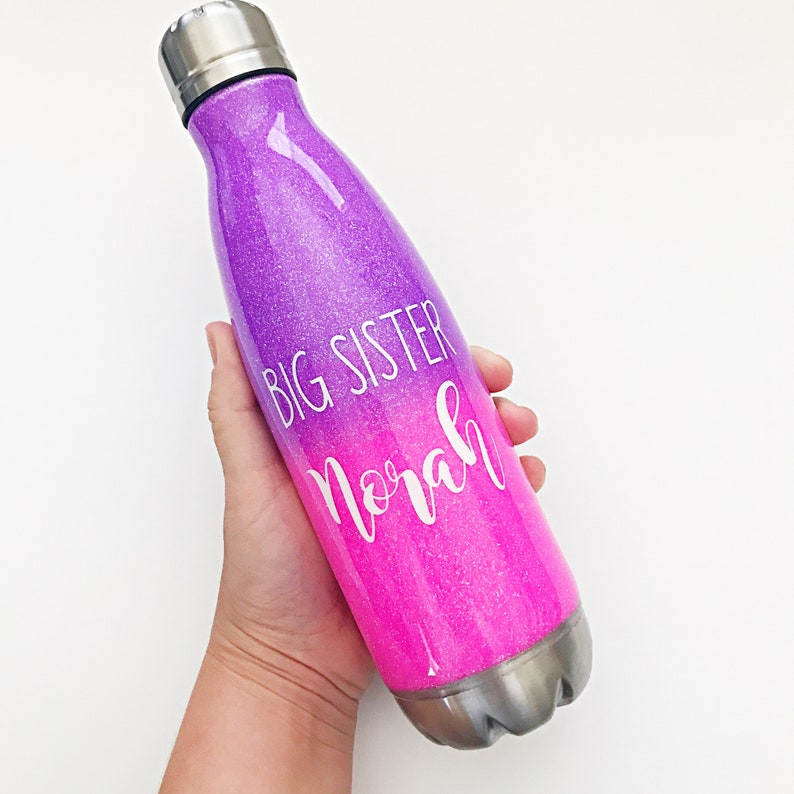Big Sister Water Bottle Big Sister Tumbler Glitter Tumbler - Etsy