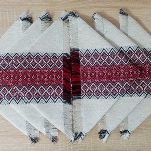 Set of Table-napkins in Ukrainian Traditional Style, Ukrainian Woven ...